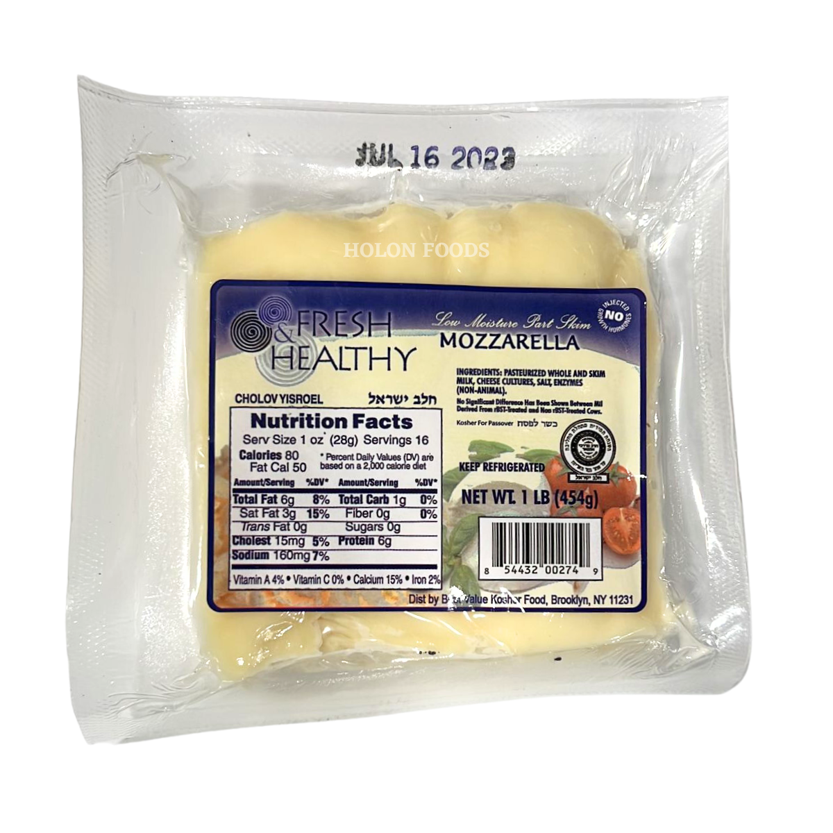 Buy Fresh & Healthy Mozzarella Cheese 16 oz | Holon Kosher Foods ...