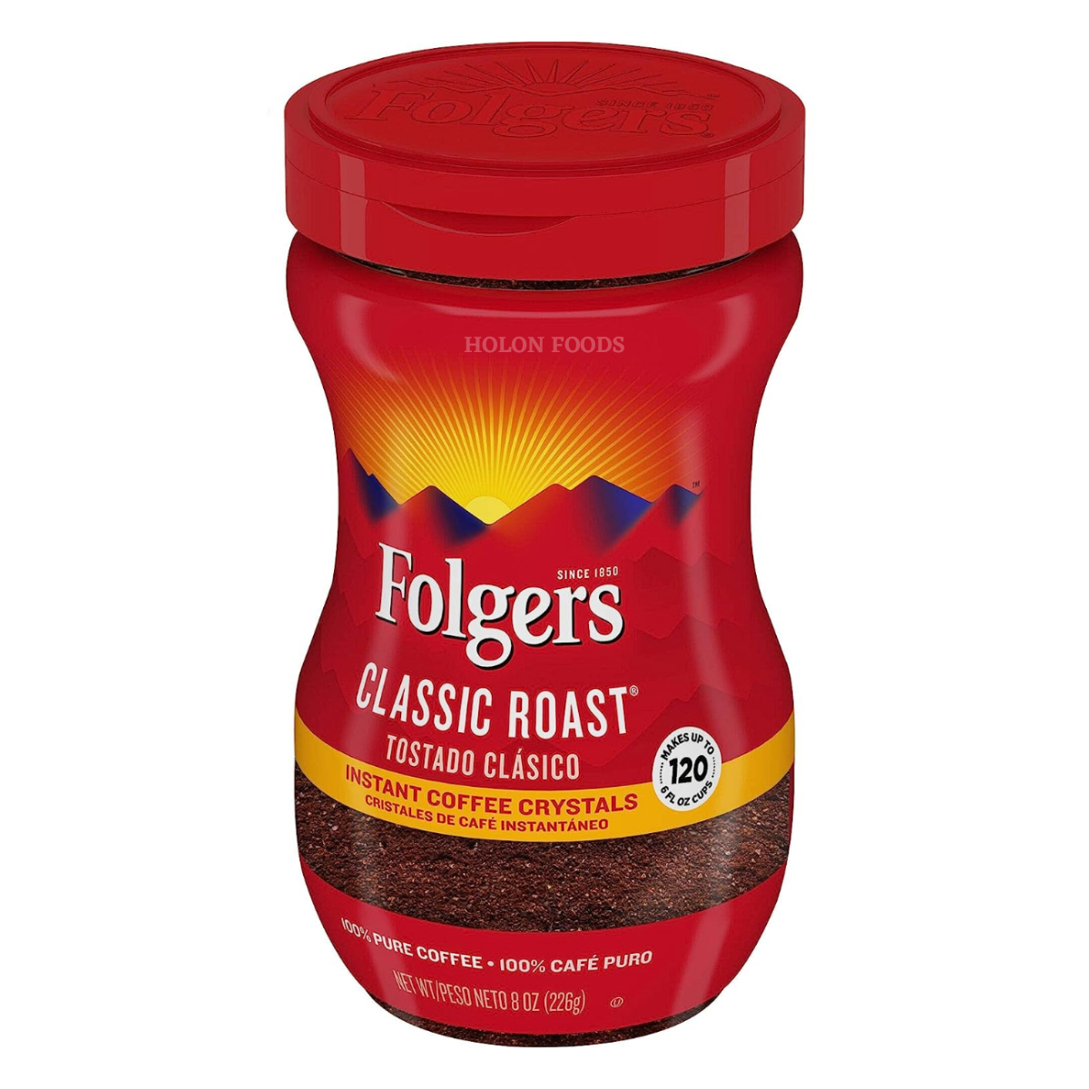 Buy Folgers Classic Roast Instant Coffee Crystals 8 oz | Holon Kosher ...
