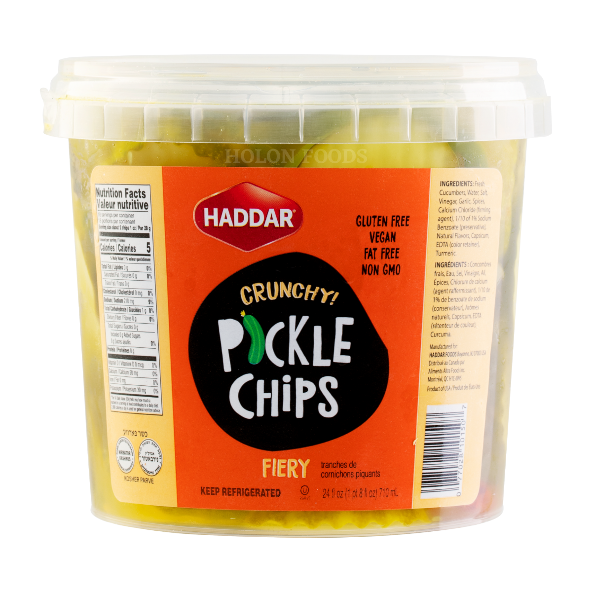 Order Haddar Crunchy Fiery Pickle Chips 24 oz online | Holon Kosher ...