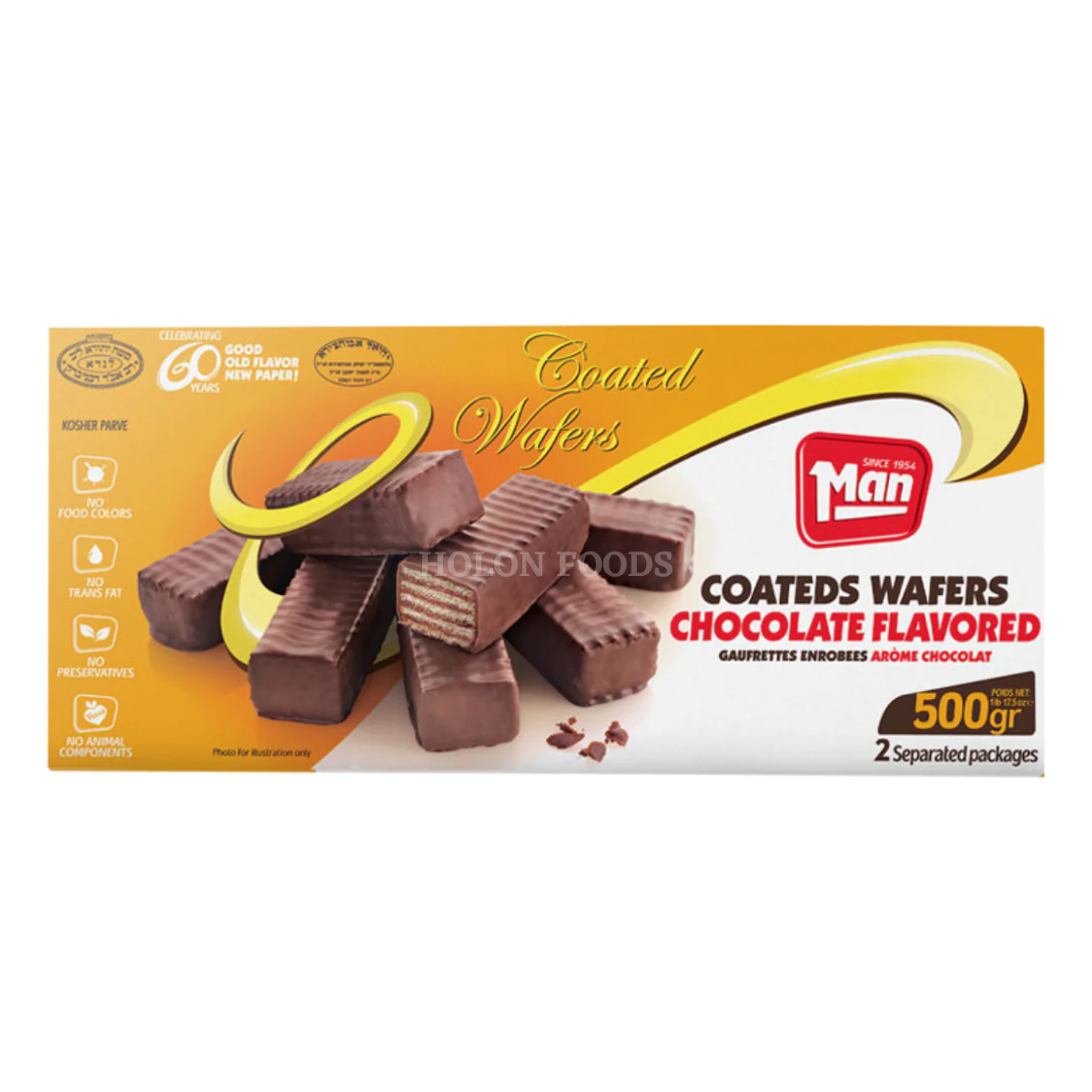 Buy Man Chocolate Coated Wafers 17.5 oz | Holon Kosher Foods | Imported ...