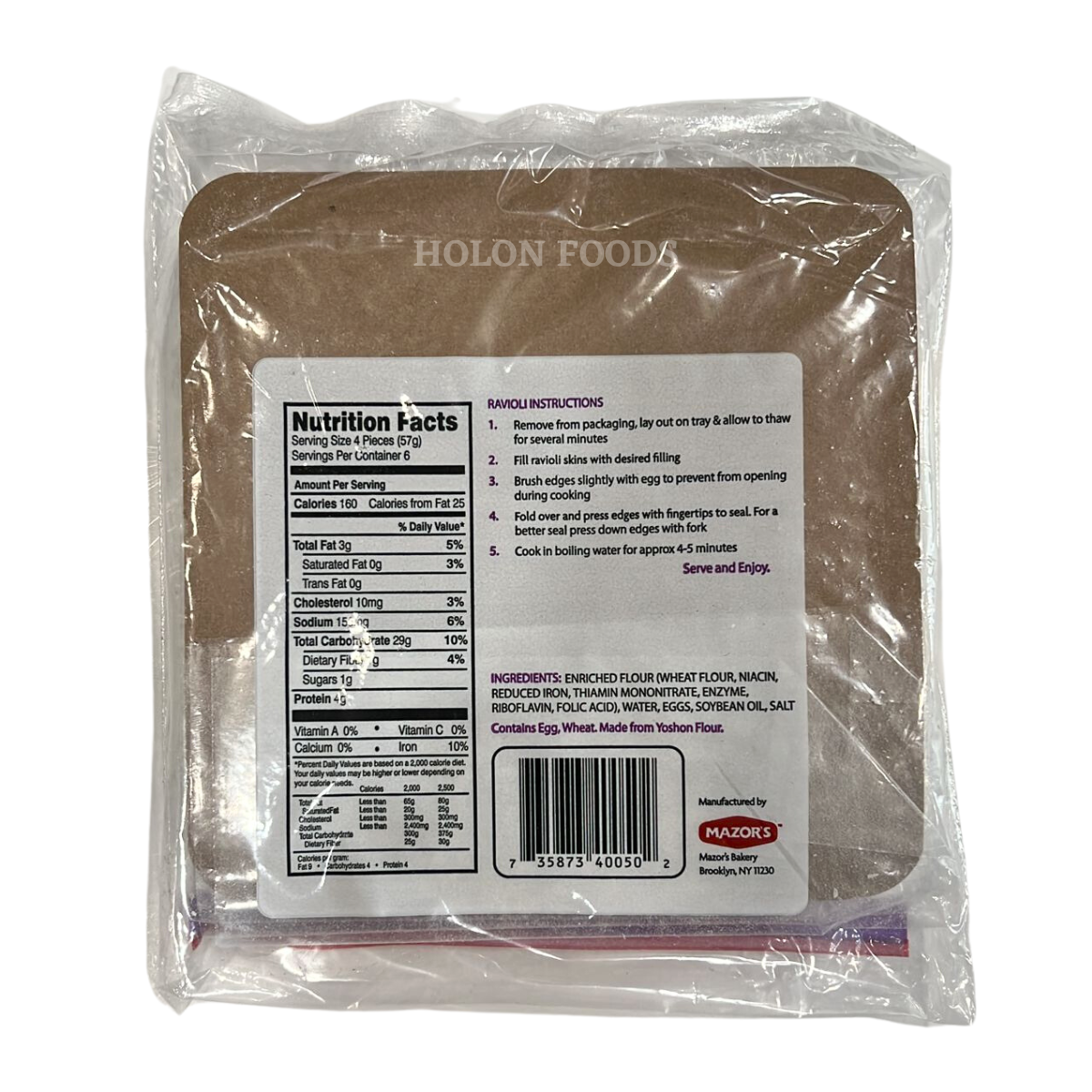 Order Mazor's Ravioli Dough 36 ct online | Holon Kosher Foods | Best ...