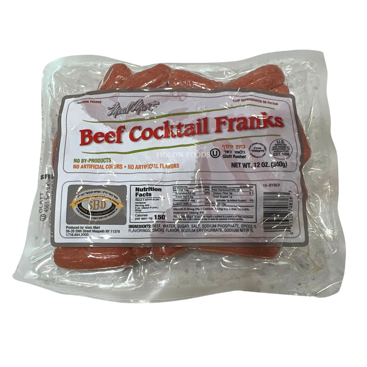 Shop Meal Mart Beef Cocktail Franks 12 oz | Holon Kosher Foods | Online ...