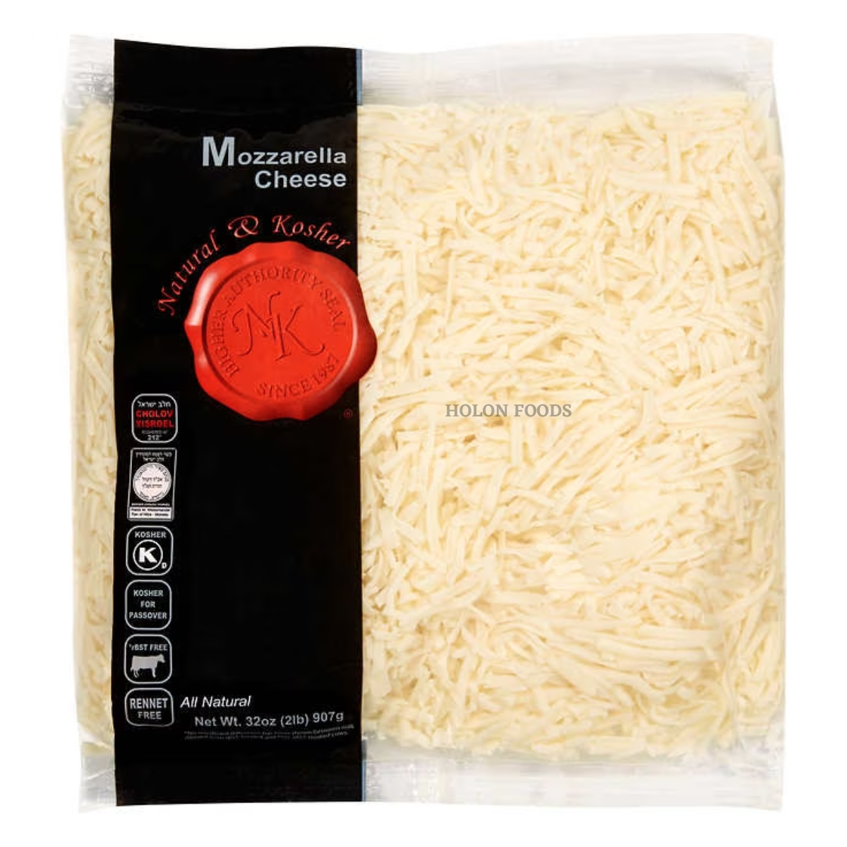 Buy Natural & Kosher Shredded White Mozzarella Cheese 2 lbs | Holon ...