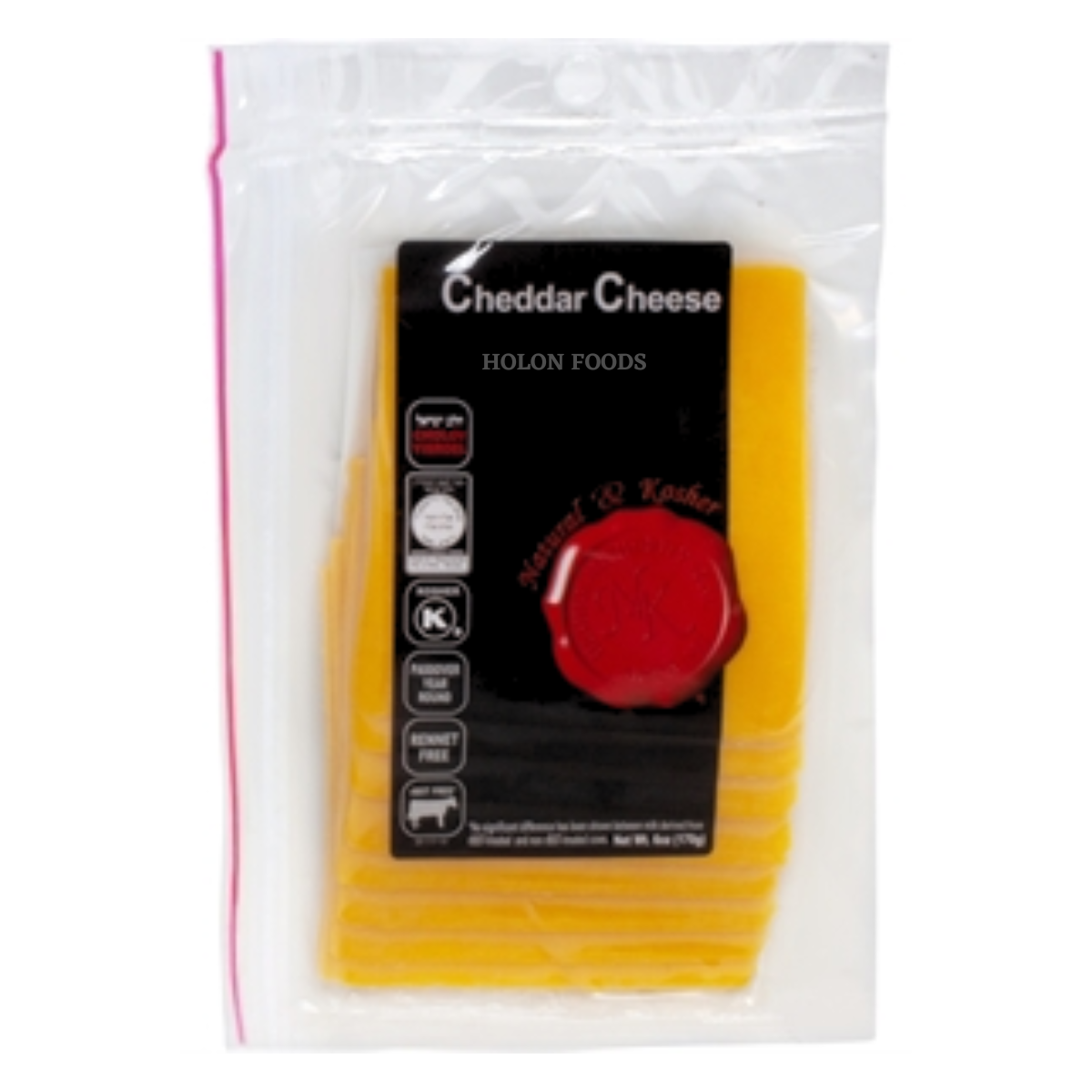 Shop Natural & Kosher Sliced Cheddar Cheese 6 oz | Holon Kosher Foods ...