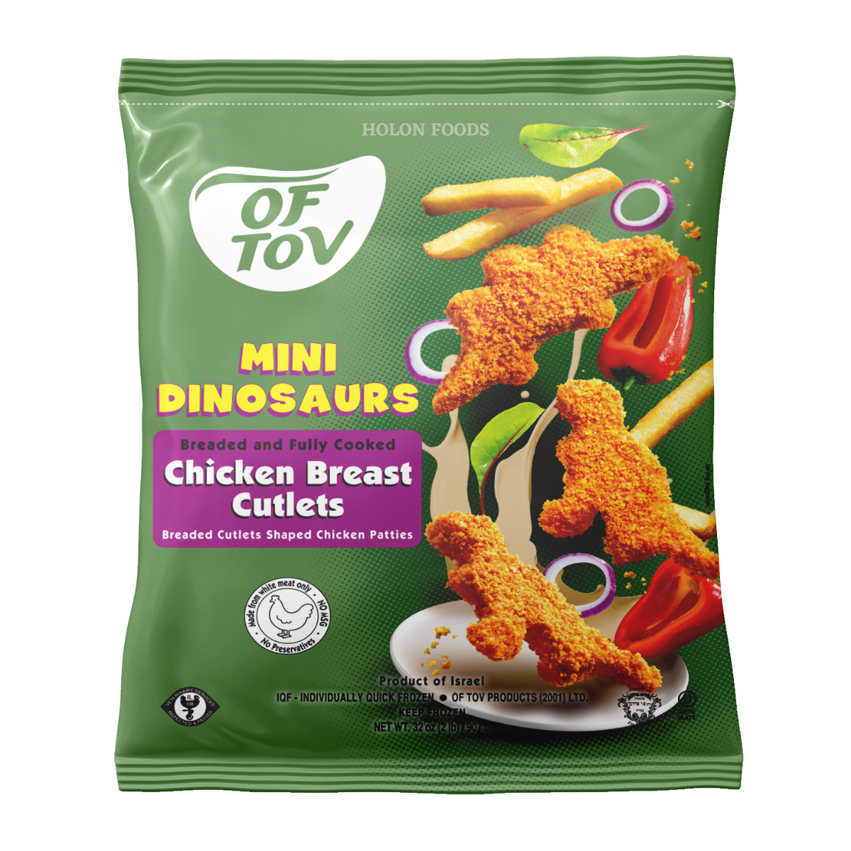 Of Tov Mini Dinosaurs Chicken Breast Cutlets 32 oz | Holon Kosher Foods ...