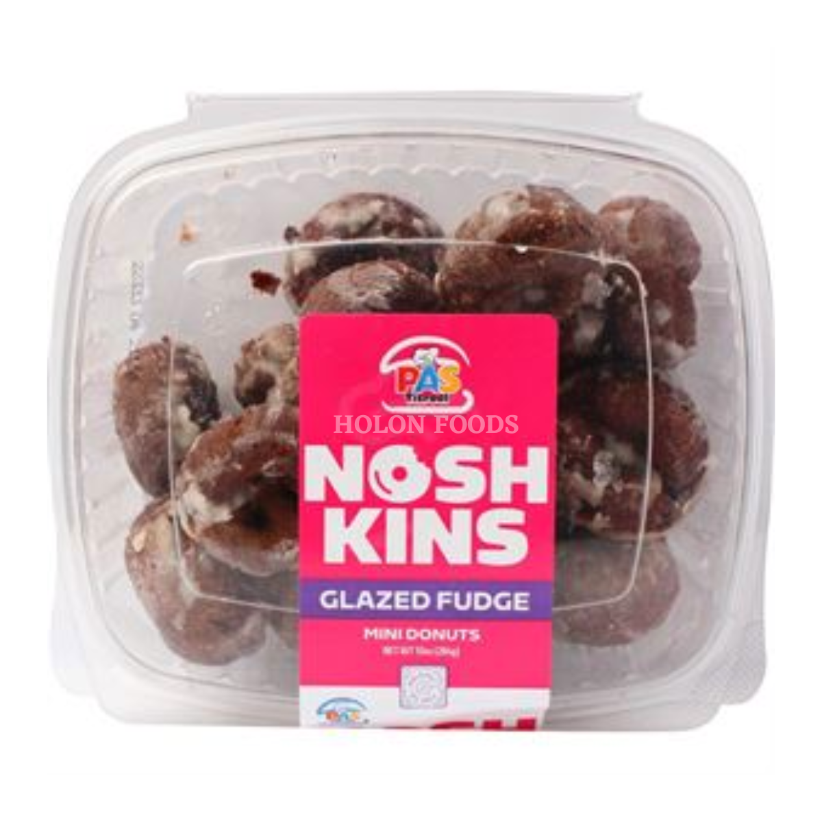 Buy Pas Yisroel Nosh Kins Glazed Fudge Mini Donuts 10 oz | Holon Kosher ...