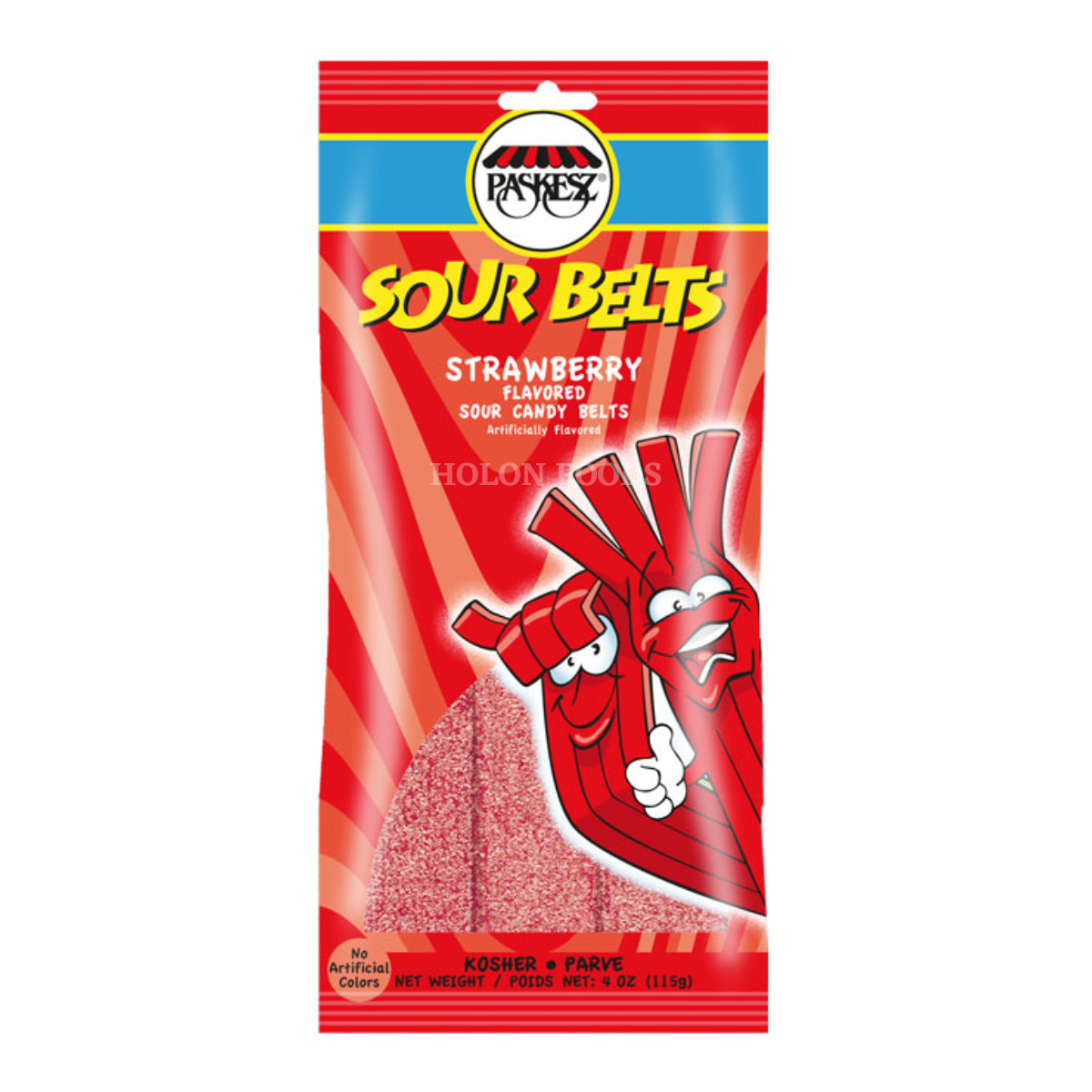 Buy Paskesz Sour Belts Strawberry 4 oz | Holon Kosher Foods | Imported ...