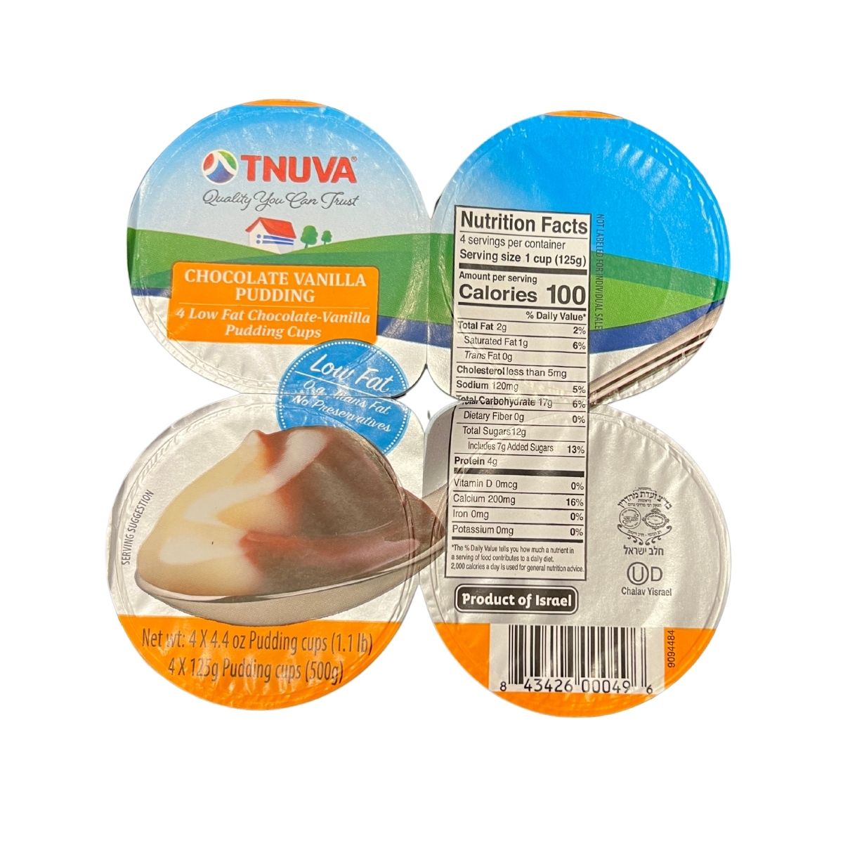 Buy Tnuva Chocolate Vanilla Pudding 4-Pack | Holon Kosher Foods ...