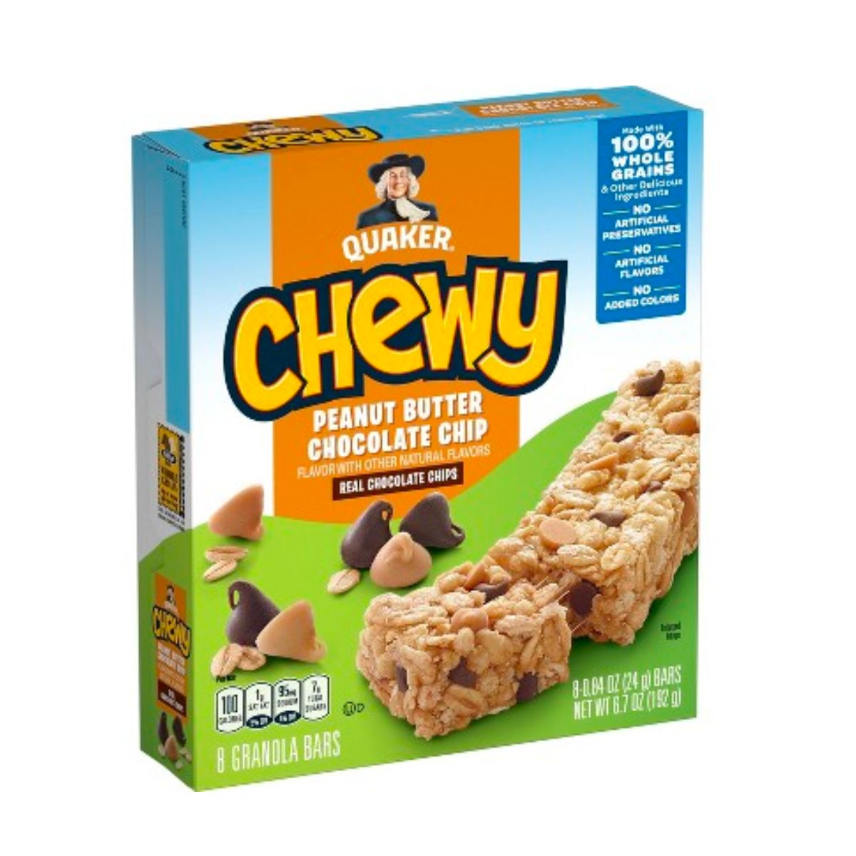 Shop Quaker Chewy Peanut Butter Chocolate Chip Bar 8 ct | Holon Kosher ...